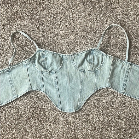 PrettyLittleThing | Tops | Light Blue Denim Corset Top | Poshmark